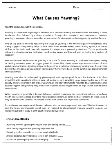 What Causes Yawning? Reading Comprehension Passages & Questions ...