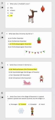Weihnachten in Deutschland (Christmas in Germany), German, quiz ...