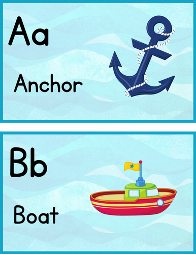 A-Z Ocean-Themed Alphabet Flashcards | Teaching Resources