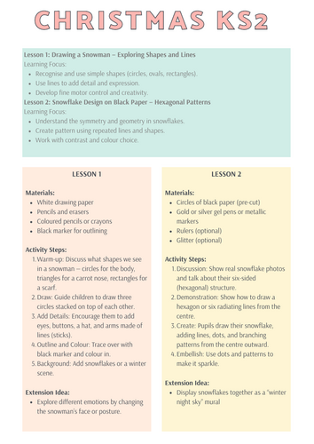 Snowman Drawing & Snowflake Patterns | Teaching Resources