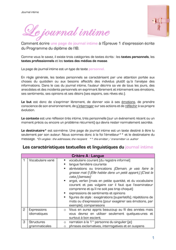 Writing a diary entry French B IBDP conventions and useful vocabulary ...