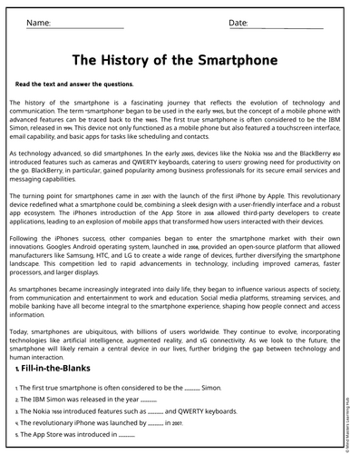 The History of the Smartphone Reading Comprehension Passages ...