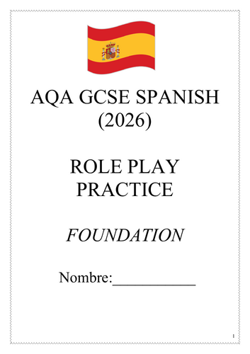 GCSE 2026_ AQA Spanish Role Play_ Foundation | Teaching Resources