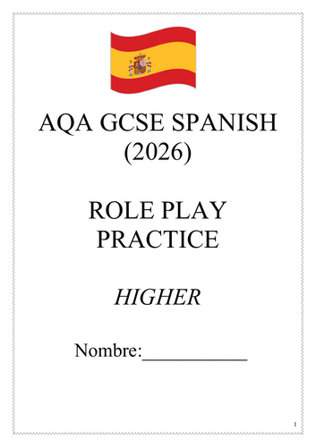AQA GCSE 2026_ Role Play practice_ Spanish _ Higher | Teaching Resources