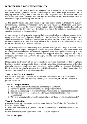 Classification & Biodiversity, IAL Marine Science, Cambridge CIE 9693 ...