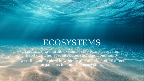 Classification & Biodiversity, IAL Marine Science, Cambridge CIE 9693 ...