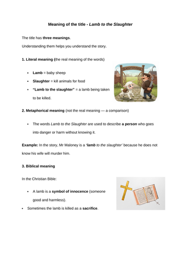 Lamb to the Slaughter: A Classroom Companion | Teaching Resources