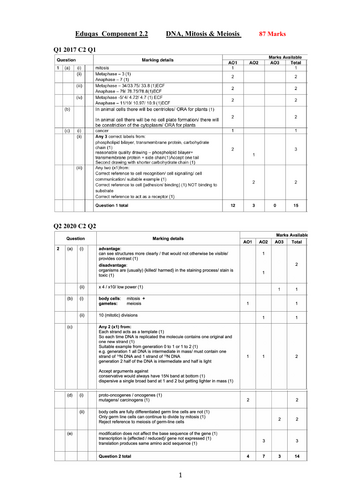 Eduqas A-Level Biology: Component 2 – Genetic Information Past Paper ...