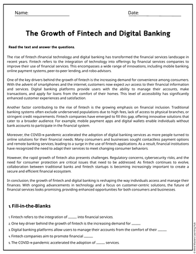 The Growth of Fintech and Digital Banking Reading Comprehension ...