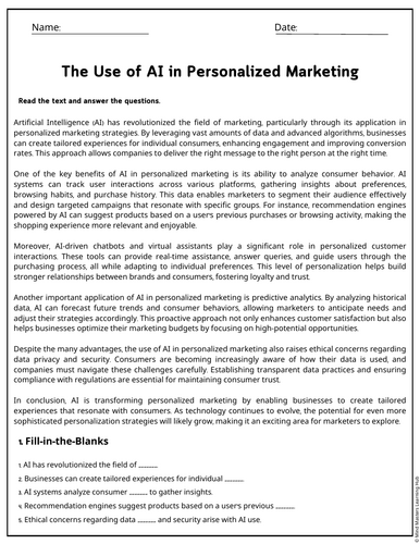 The Use of AI in Personalized Marketing Reading Comprehension Passages ...