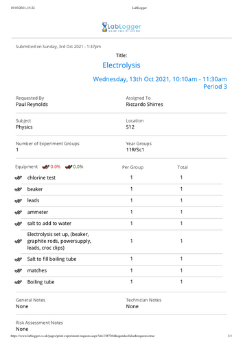 AQA GCSE Chemistry C6.4 – Electrolysis of Aqueous Solutions | Editable ...