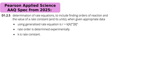 Rate equations - AAQ Pearson Applied Science | Teaching Resources