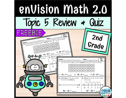 FREE enVision Math 2.0 | 2nd Grade Topic 5: Review and Quiz | Teaching ...