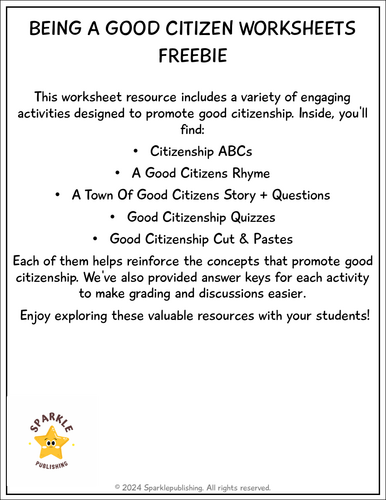 Being A Good Citizen Citizenship Sort, Story, Rhyme & Quizzes ...