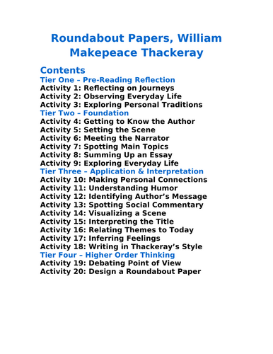 Roundabout Papers William Makepeace Thackeray - 20 Differentiated ...