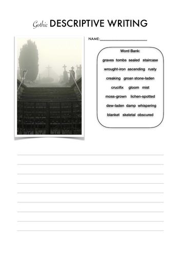 Vocabulary Builder - Gothic Descriptive Writing | Teaching Resources