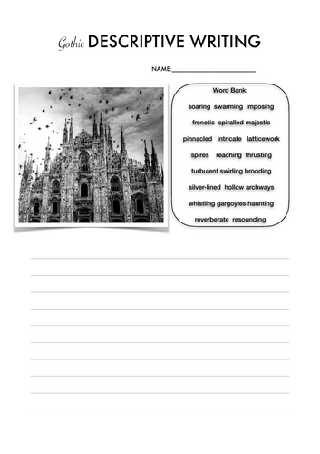 Vocabulary Builder - Gothic Descriptive Writing | Teaching Resources