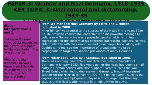 EDEXCEL GCSE HISTORY WEIMAR AND NAZI GERMANY KEY TOPIC 3: NAZI CONTROL ...