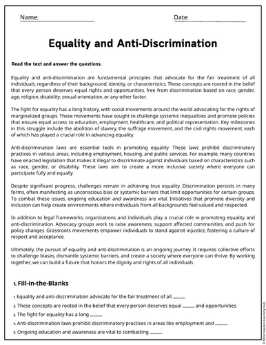 Equality and Anti Discrimination Reading Comprehension Passages ...
