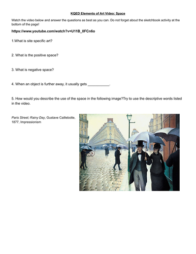 KQED Elements of Art Video Worksheet: Space | Teaching Resources