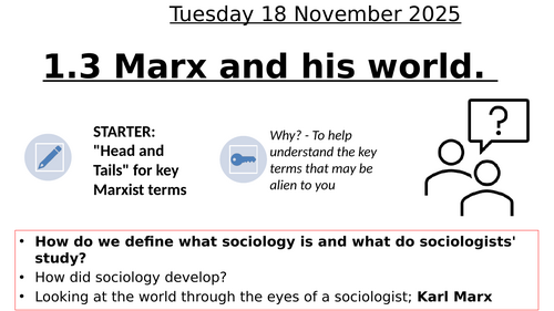 Intro to Marx - 1.3 AQA GCSE SOCIOLOGY | Teaching Resources