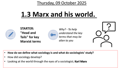 Intro to Marx - 1.3 AQA GCSE SOCIOLOGY | Teaching Resources