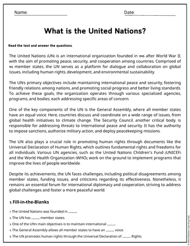 What is the United Nations Reading Comprehension Passages & Questions ...