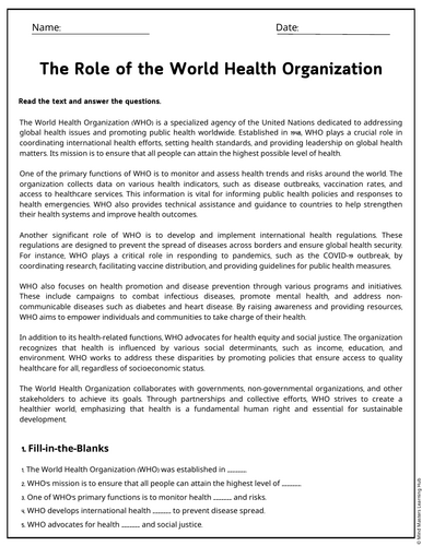 The Role of the World Health Organization Reading Comprehension ...