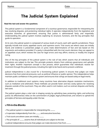 The Judicial System Explained Reading Comprehension Passages ...