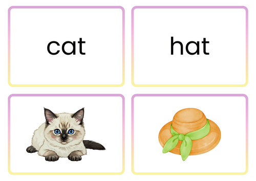 CVC Words A English Flashcards in pink and yellow Illustrated Style ...