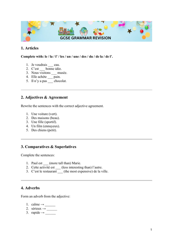 French GCSE Grammar: Everything You Must Know | Teaching Resources