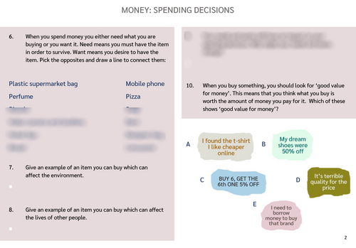 Personal Finance: Spending Decisions Worksheet (US) | Teaching Resources