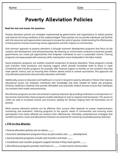 Poverty Alleviation Policies Reading Comprehension Passages & Questions ...