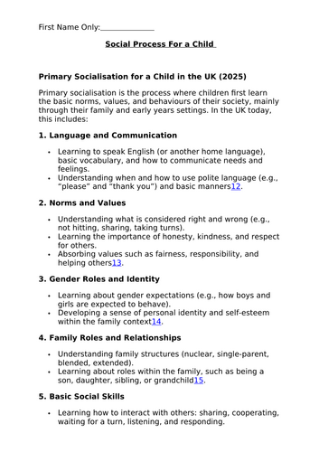 Social Processes: 1.11 AQA GCSE Sociology | Teaching Resources
