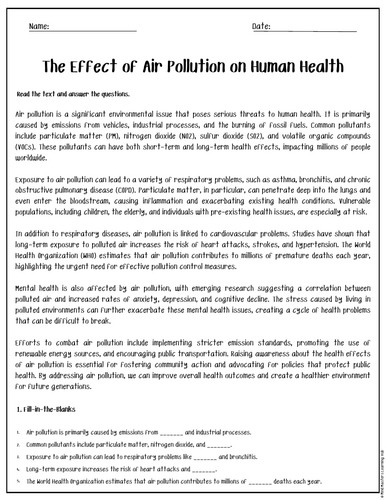 The Effect of Air Pollution on Human Health Reading Comprehension ...