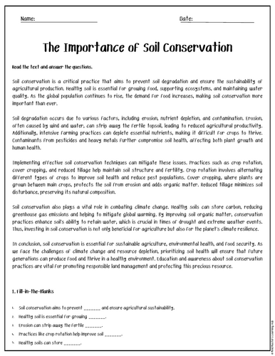 The Importance of Soil Conservation Reading Comprehension Passages ...