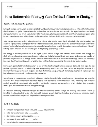 How Renewable Energy Can Combat Climate Change Reading Comprehension ...