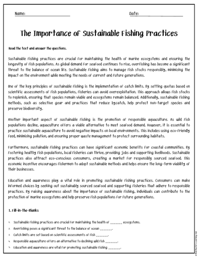 The Importance of Sustainable Fishing Practices Reading Comprehension ...