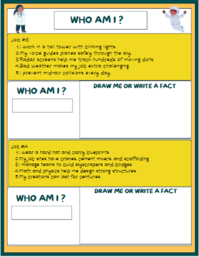 Career Exploration Game: "Who Am I?" Jobs & Occupations Activity ...
