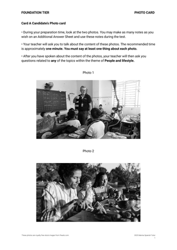 New GCSE Spanish Speaking - FREE SAMPLE - Photo cards and Worksheets ...