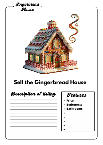 Sell The Gingerbread House Writing and Drawing Activities | Christmas ...
