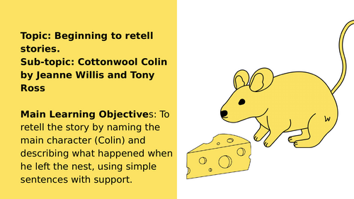 EYFS Literacy Lesson based on Colin Cottonwool story Lesson 2 ...