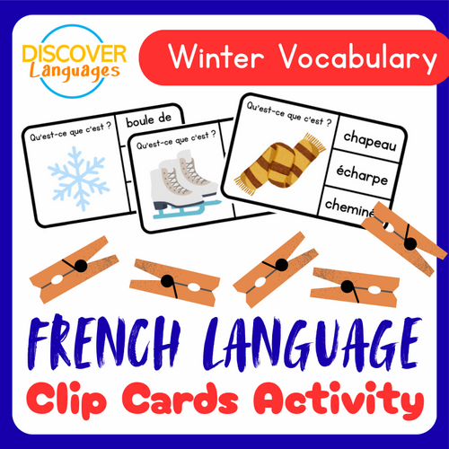 Beginner French Winter and Christmas Vocabulary Clip Cards Activity ...