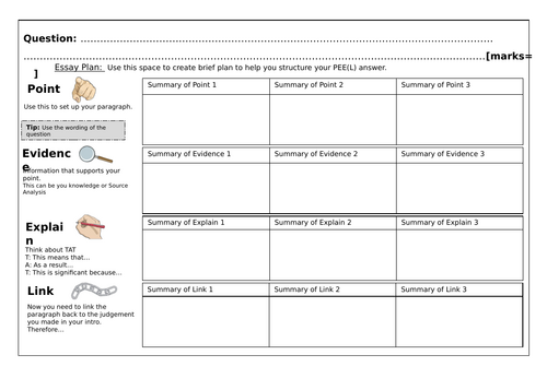 PEEL Paragraph Worksheet (Y9+) – Perfect for Essay Writing & Assessment ...