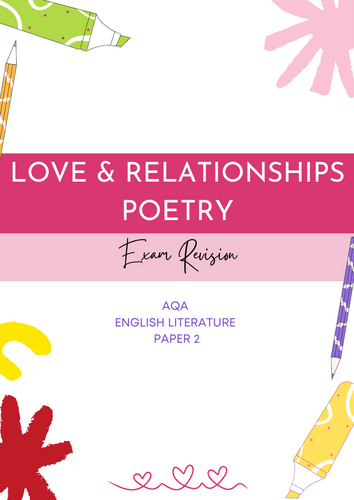 AQA Love and Relationships Poetry Exam Revision Booklet | Teaching ...