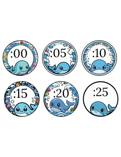 Whales Clock Cover | Ocean-Themed Printable Classroom Decor for Telling ...