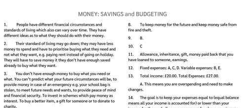 Personal Finance: Savings and Budgeting Worksheet (UK) | Teaching Resources