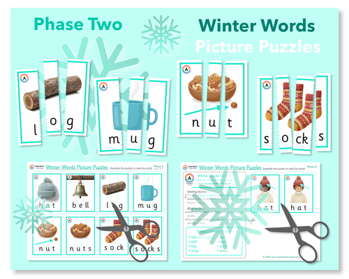 Winter Words Picture Puzzles (Phonics Phases 2 to 5) | Teaching Resources