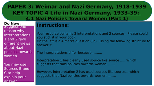 EDEXCEL GCSE HISTORY WEIMAR AND NAZI GERMANY. NAZI POLICIES TOWARDS ...