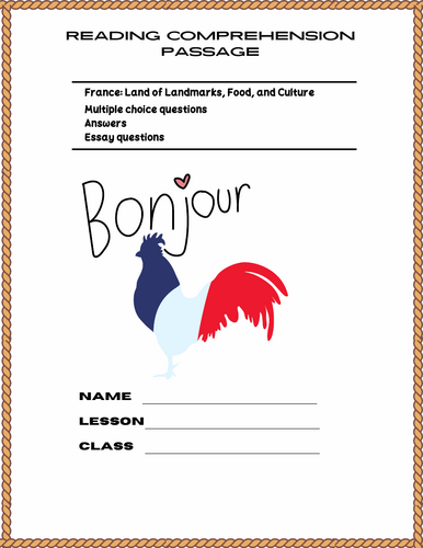 France Reading Comprehension Pack: Eiffel Tower, Culture & Cuisine ...